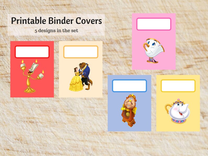 Beauty and the Beast Printable Binder Covers for School Editable Home ...