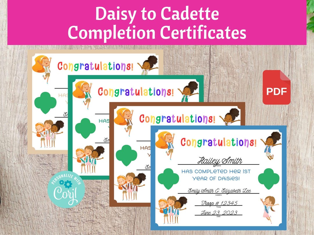 Scout Certificates of Completion - Daisy to Cadette Bridging Ceremony ...