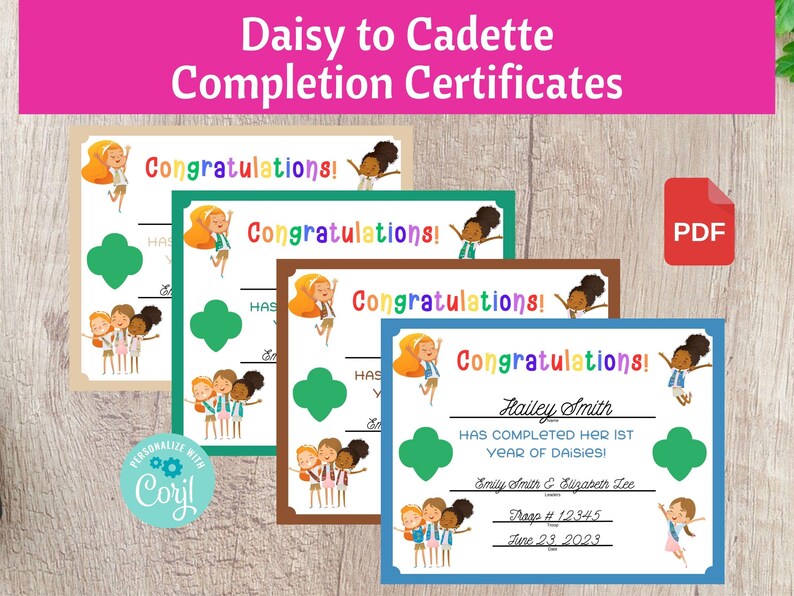 Scout Certificates of Completion - Daisy to Cadette Bridging Ceremony ...