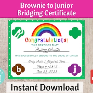 Girl Scout Bridging Certificate - Etsy