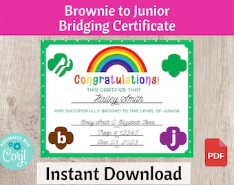 Girl Scout Bridging Certificate, Daisy to Brownie, Brownie to Junior ...