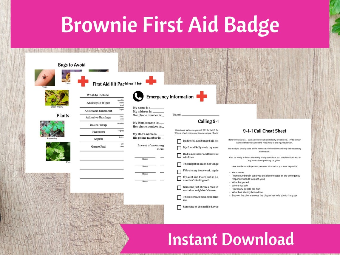 Brownie First Aid Badge Activity Kit Girls Scout Troop Organizer ...