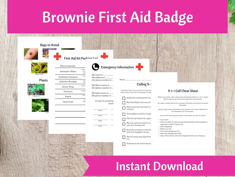 Brownie First Aid Badge Activity Kit Girls Scout Troop Organizer ...