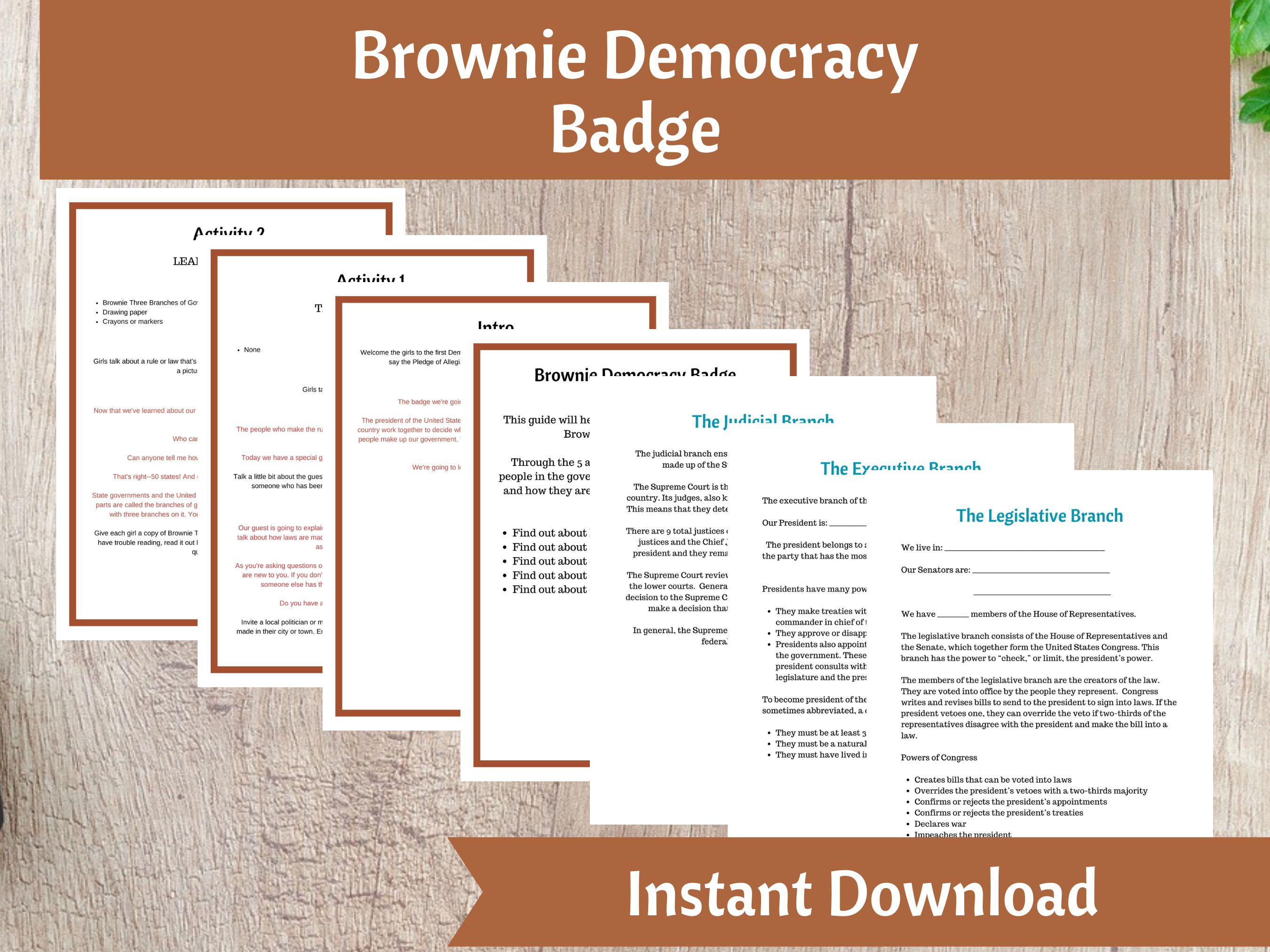 Brownie Democracy Badge Activity Kit | Girls Scout Troop Organizer ...