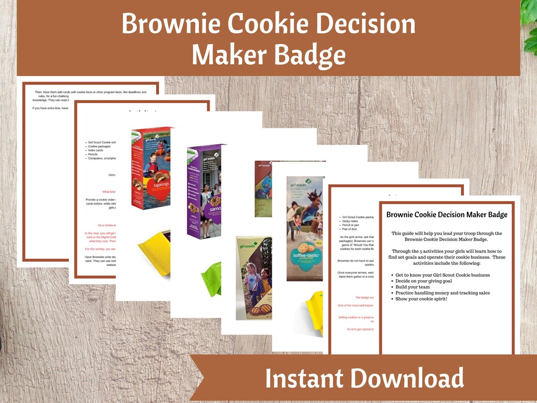 Brownie Cookie Decision Maker Badge Activity Kit Girls Scout Troop ...