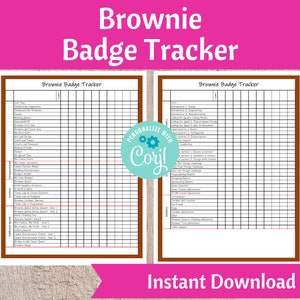 Brownie Badge Tracker Girls Scout Troop Organizer Printable - Etsy