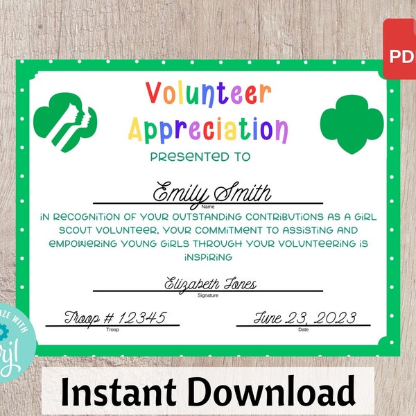 Volunteer Certificate - Etsy
