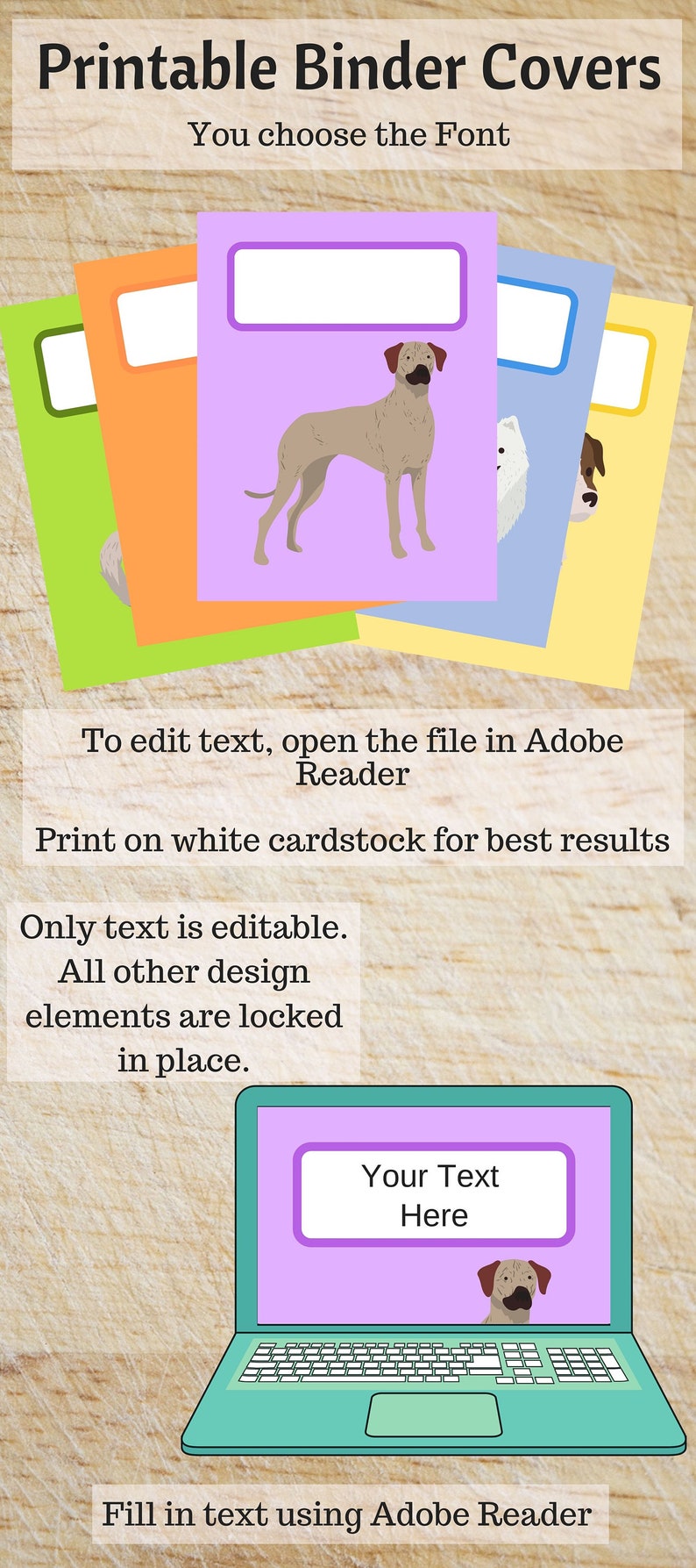 Puppy Printable Binder Covers for School Editable Home Office Binder ...