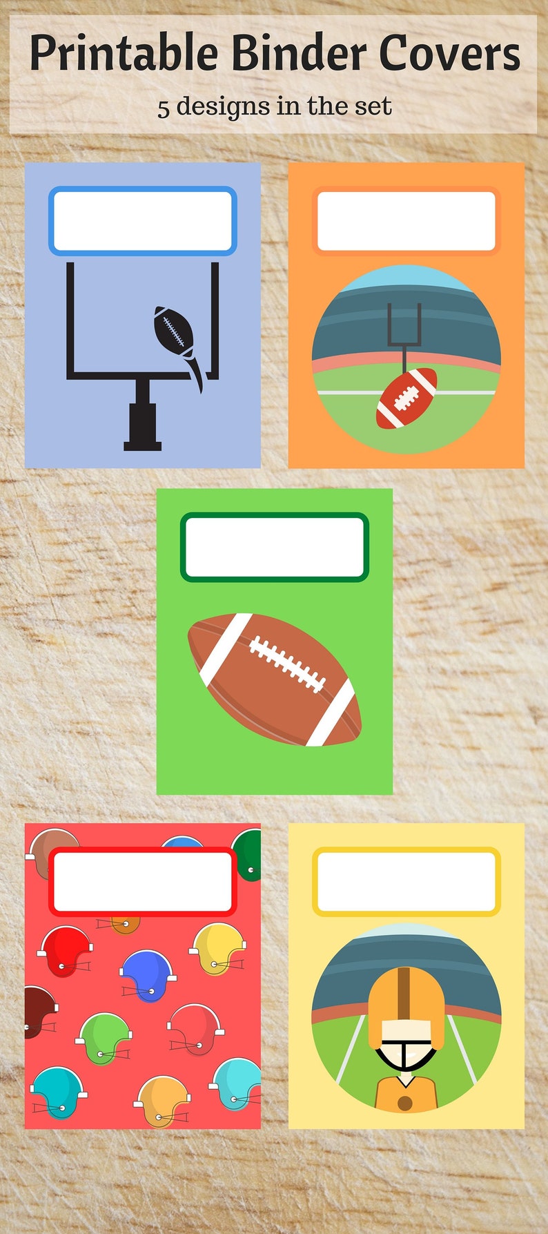 Football Printable Binder Covers for School Editable Home Office Binder ...