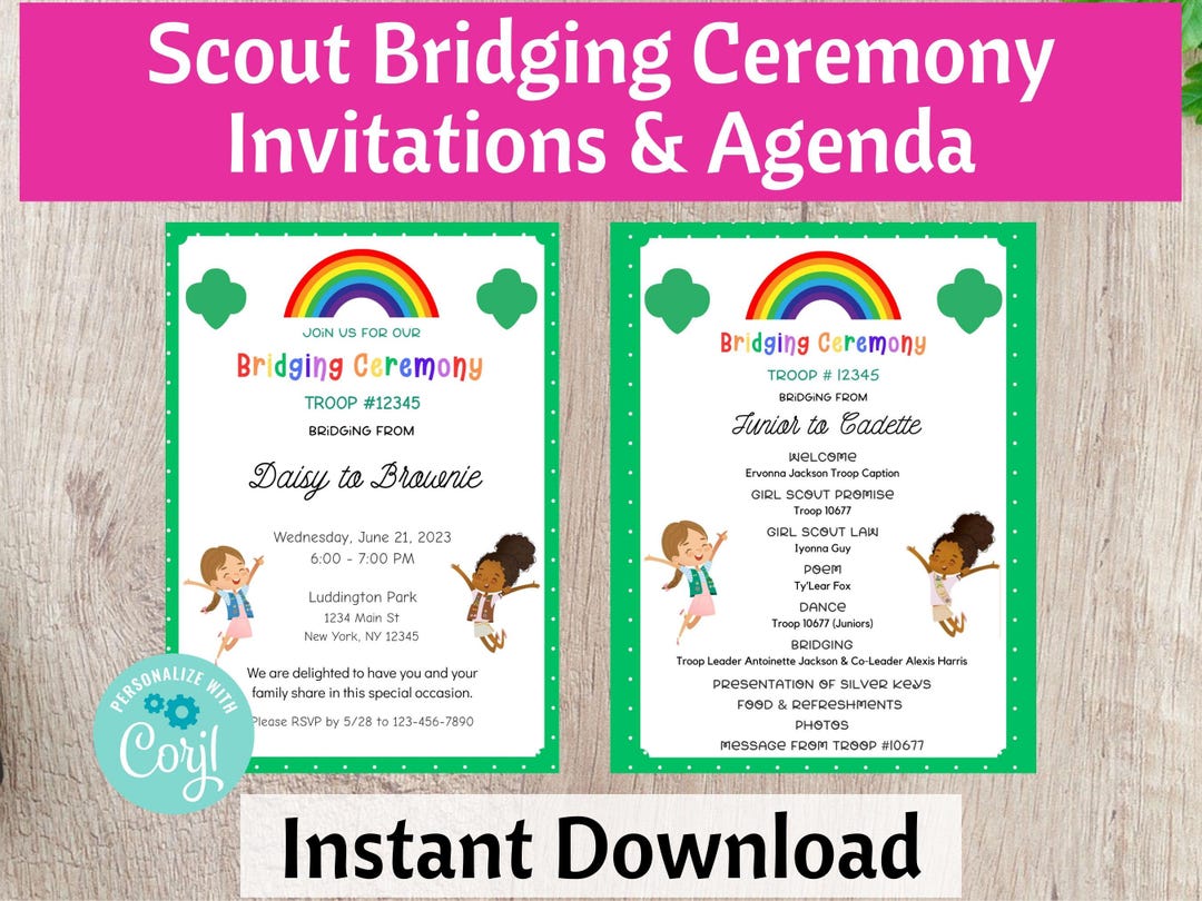 Bridging Ceremony Invitation & Agenda - Scout Leader Resource ...