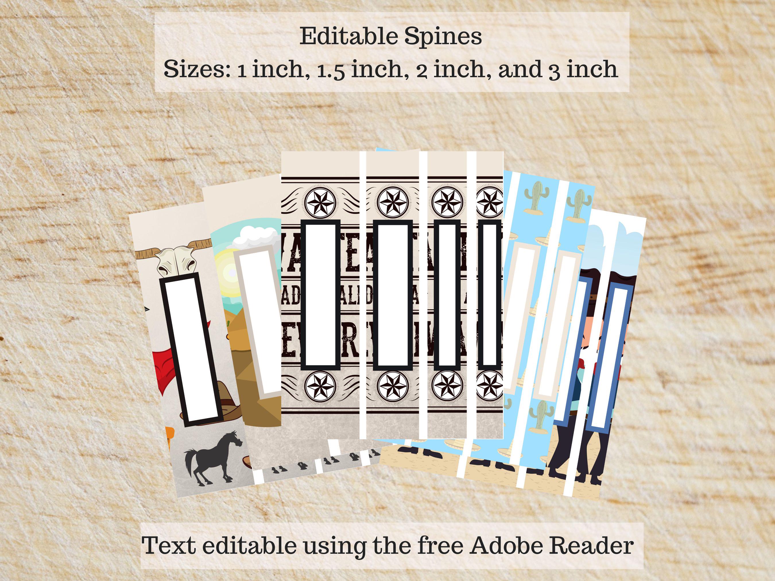 Western Printable Binder Covers for School Editable Home Office Binder ...