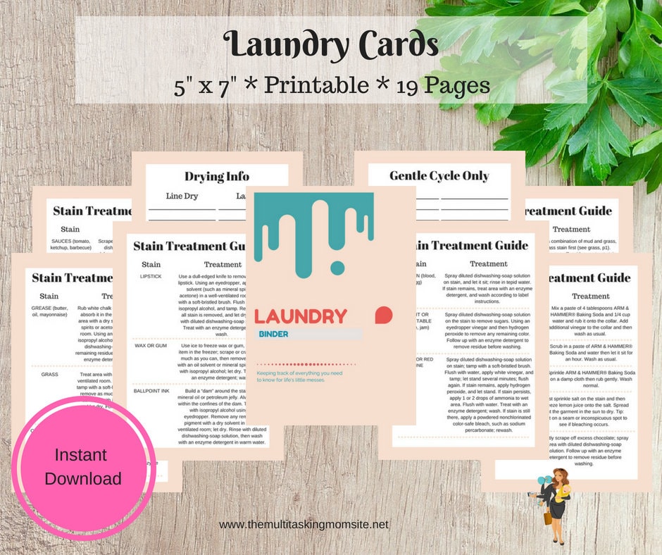 Laundry Card Set Printable Gift for College Students Instant Download ...