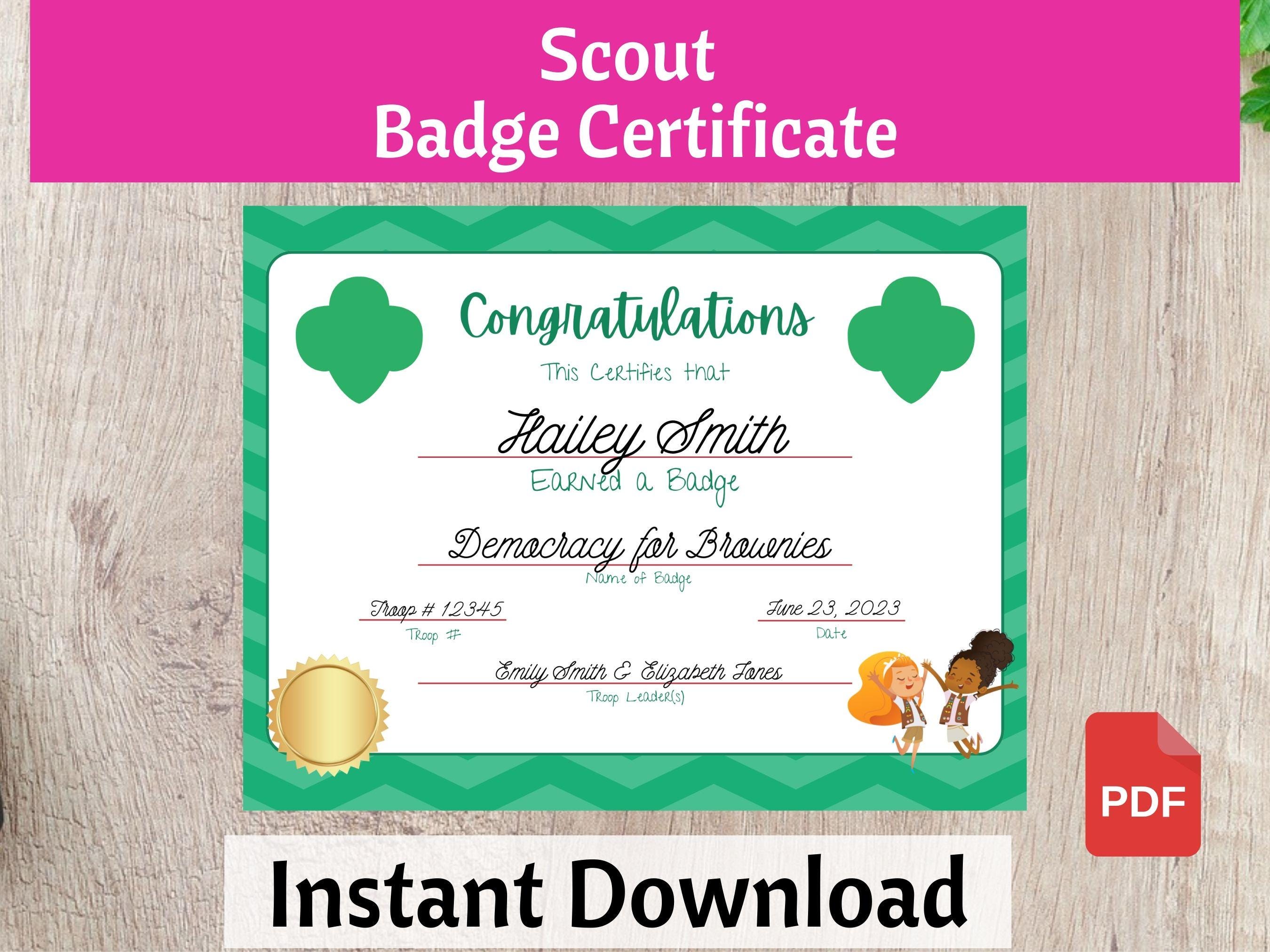 Scout Badge Certificate - Scouts Bridging Award Ceremony Troop Leader ...