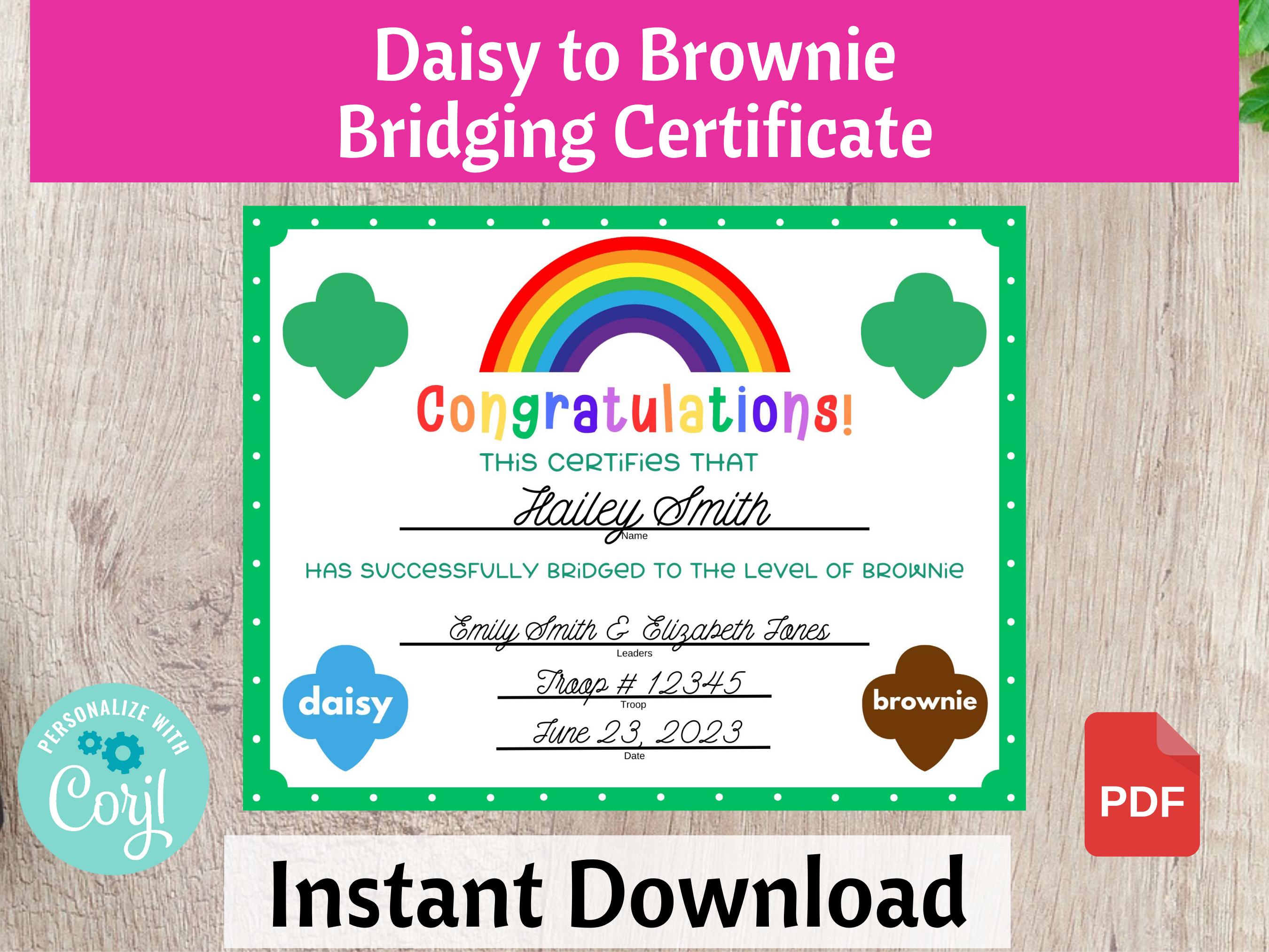 Daisy to Brownie Bridging Certificate Scouts Bridging Ceremony ...