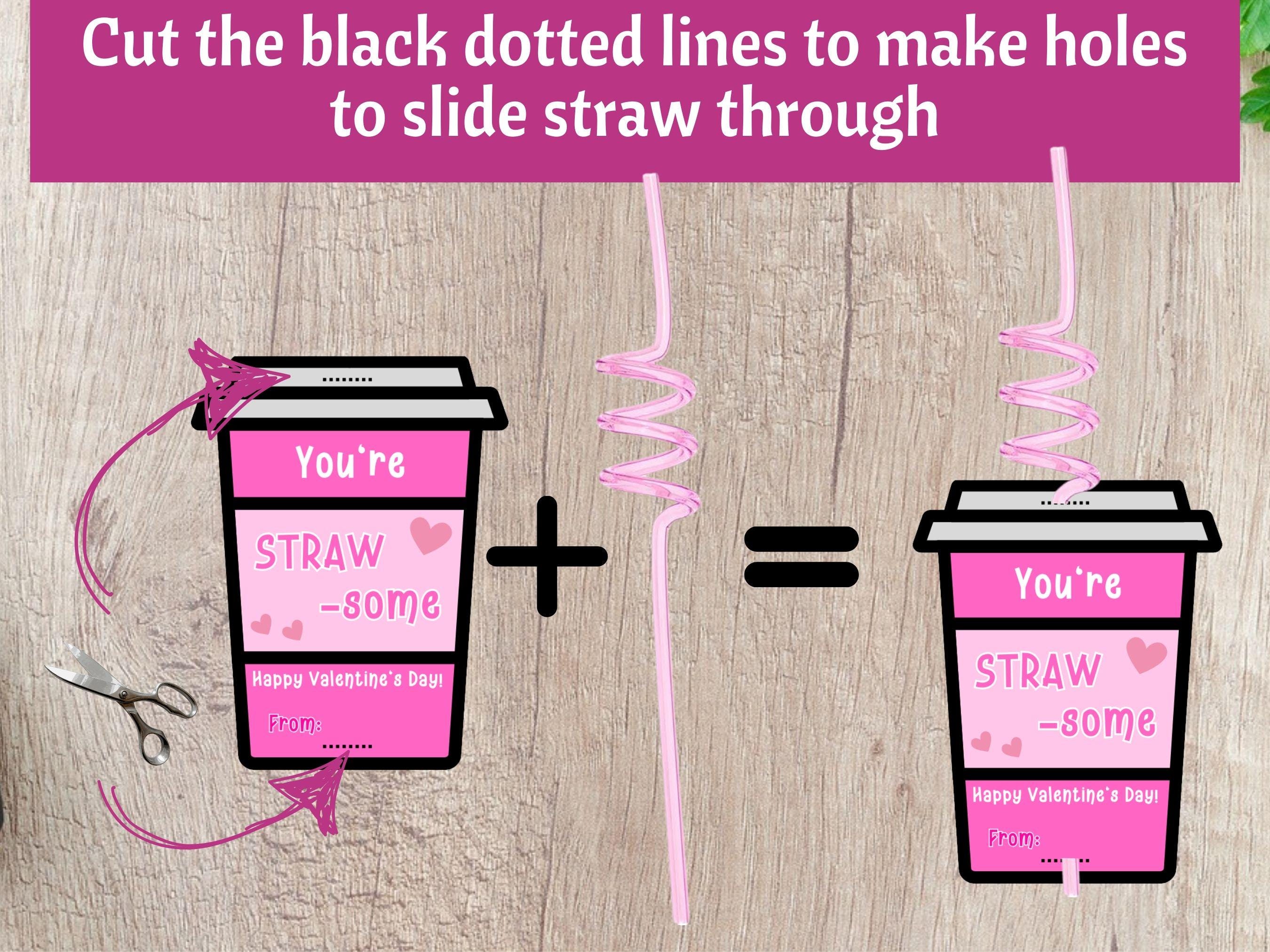 Printable Classroom Valentine's Day Cards for Kids Crazy Straw ...