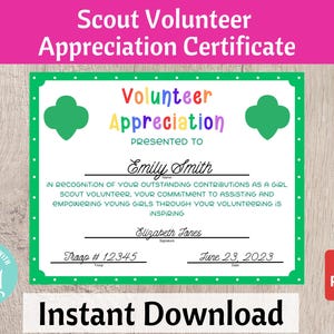 Volunteer Appreciation Certificate - Scouts Bridging Ceremony ...
