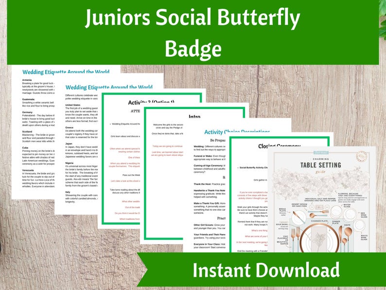 Social Butterfly Badge Activity Kit | Girls Scout Troop Organizer ...
