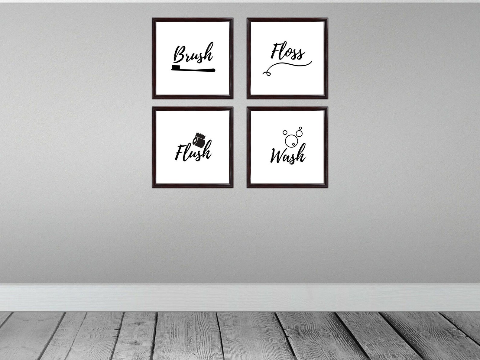 Set of 4 Printable Bathroom Signs, INSTANT Download, Bathroom Wall Art ...