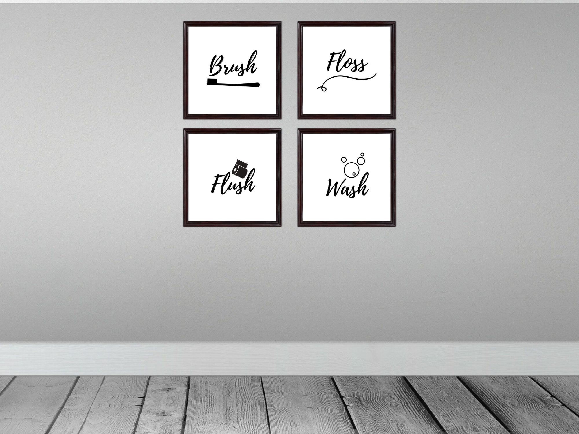 Set of 4 Printable Bathroom Signs, INSTANT Download, Bathroom Wall Art ...