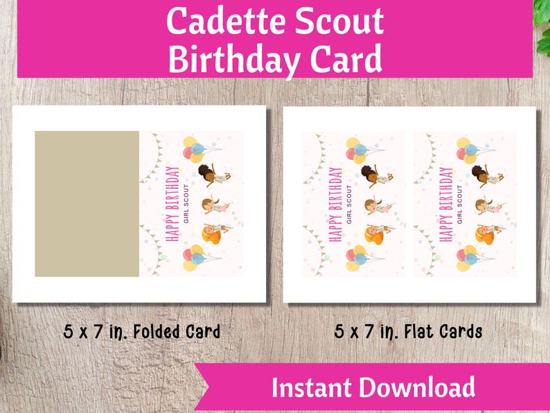 Cadette Scout Birthday Greeting Card - Scout Leader Resource PDF ...