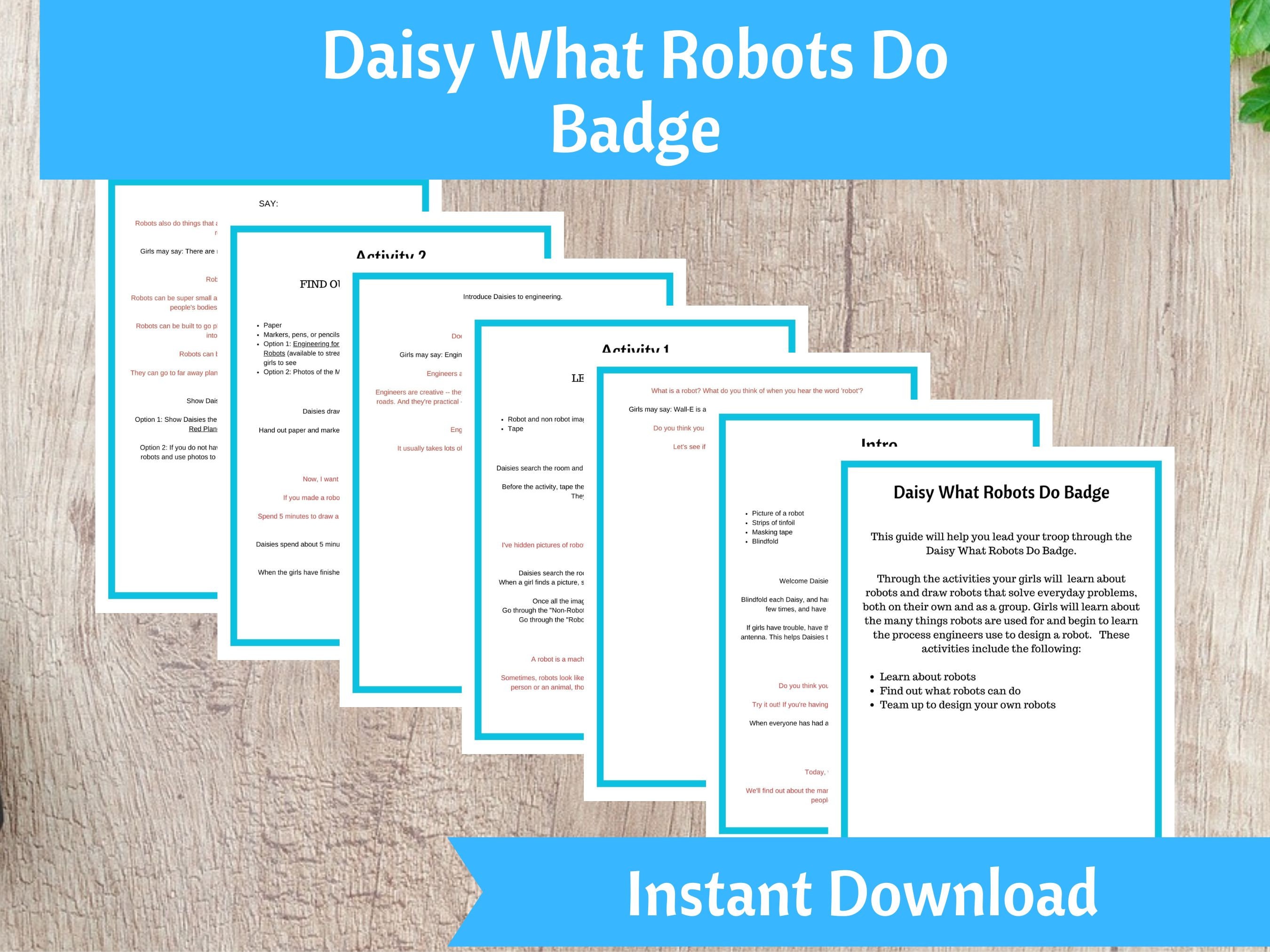 Daisy Robotics Badge Bundle - What Robots Do, How Robots Move, Design a ...