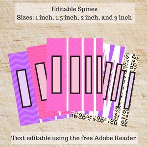 Purple, Pink, and Leopard Printable Binder Covers for School Editable ...