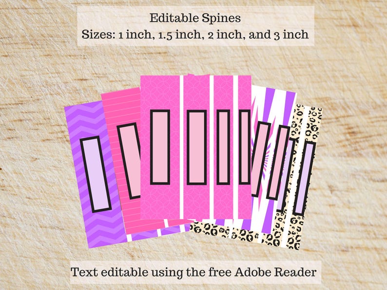 Purple, Pink, and Leopard Printable Binder Covers for School Editable ...