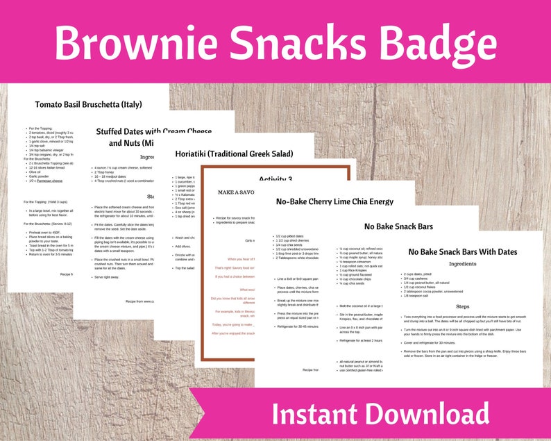 Brownie Snacks Badge Activity Kit Girls Scout Troop - Etsy