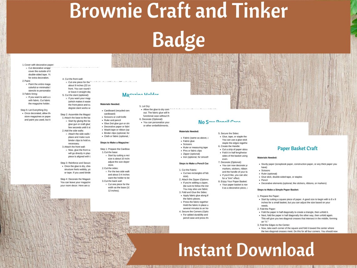 Brownie Craft and Tinker Badge Activity Kit Girls Scout Troop Organizer ...