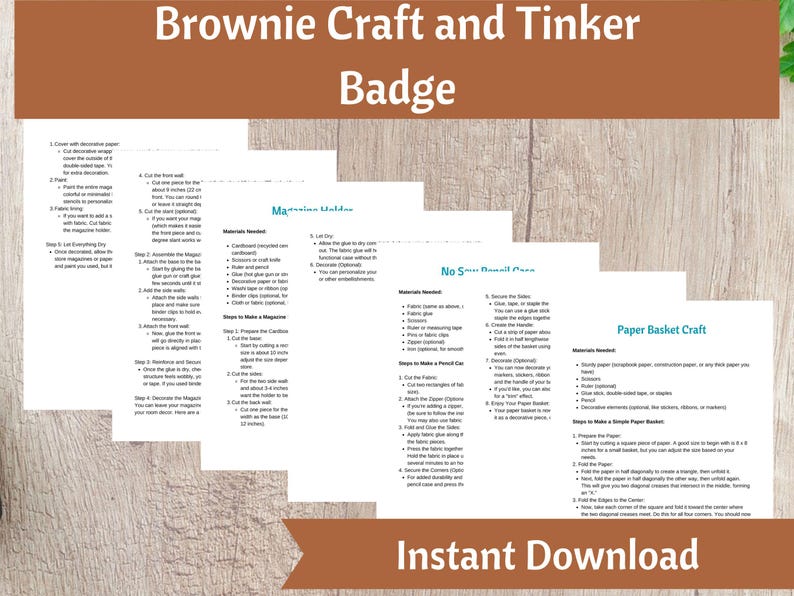 Brownie Craft and Tinker Badge Activity Kit | Girls Scout Troop ...