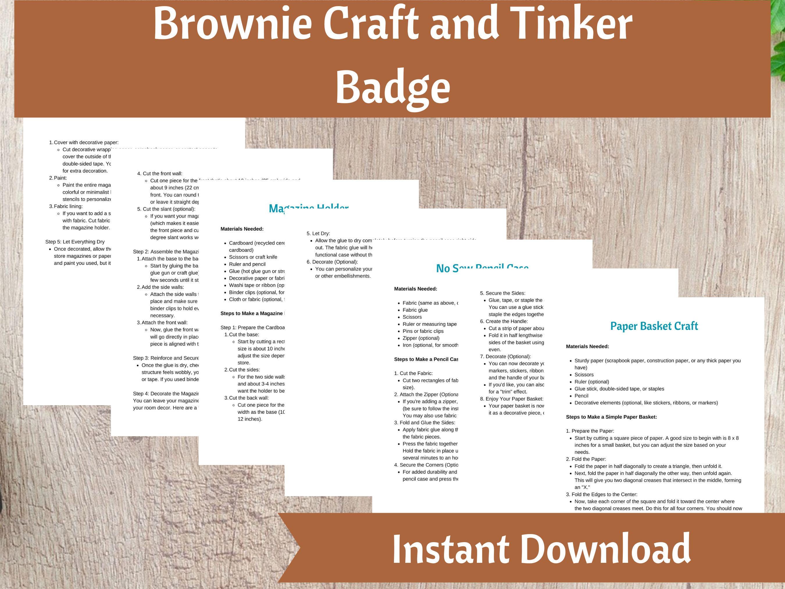 Brownie Craft and Tinker Badge Activity Kit | Girls Scout Troop ...