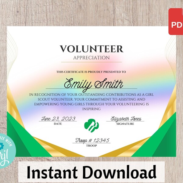 Volunteer Certificate - Etsy