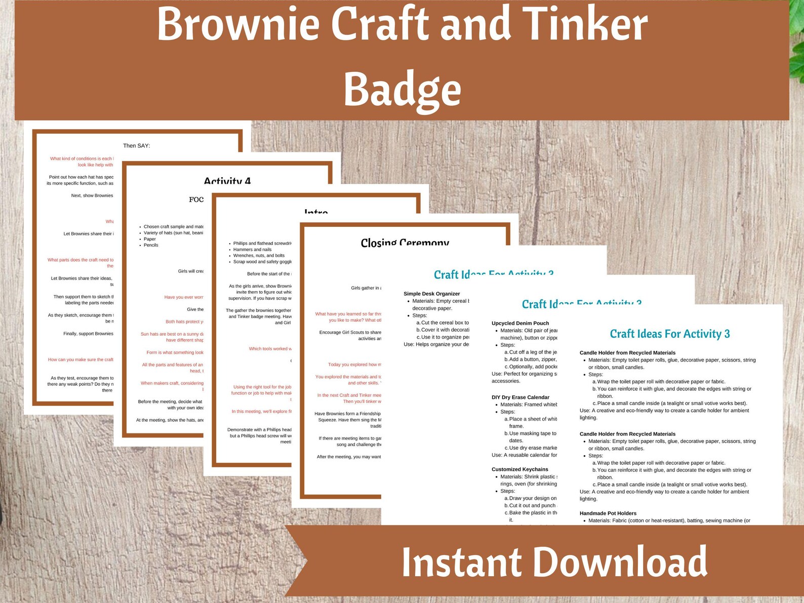 Brownie Craft and Tinker Badge Activity Kit Girls Scout Troop Organizer ...