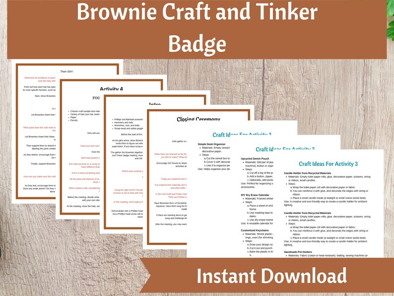 Brownie Craft and Tinker Badge Activity Kit | Girls Scout Troop ...