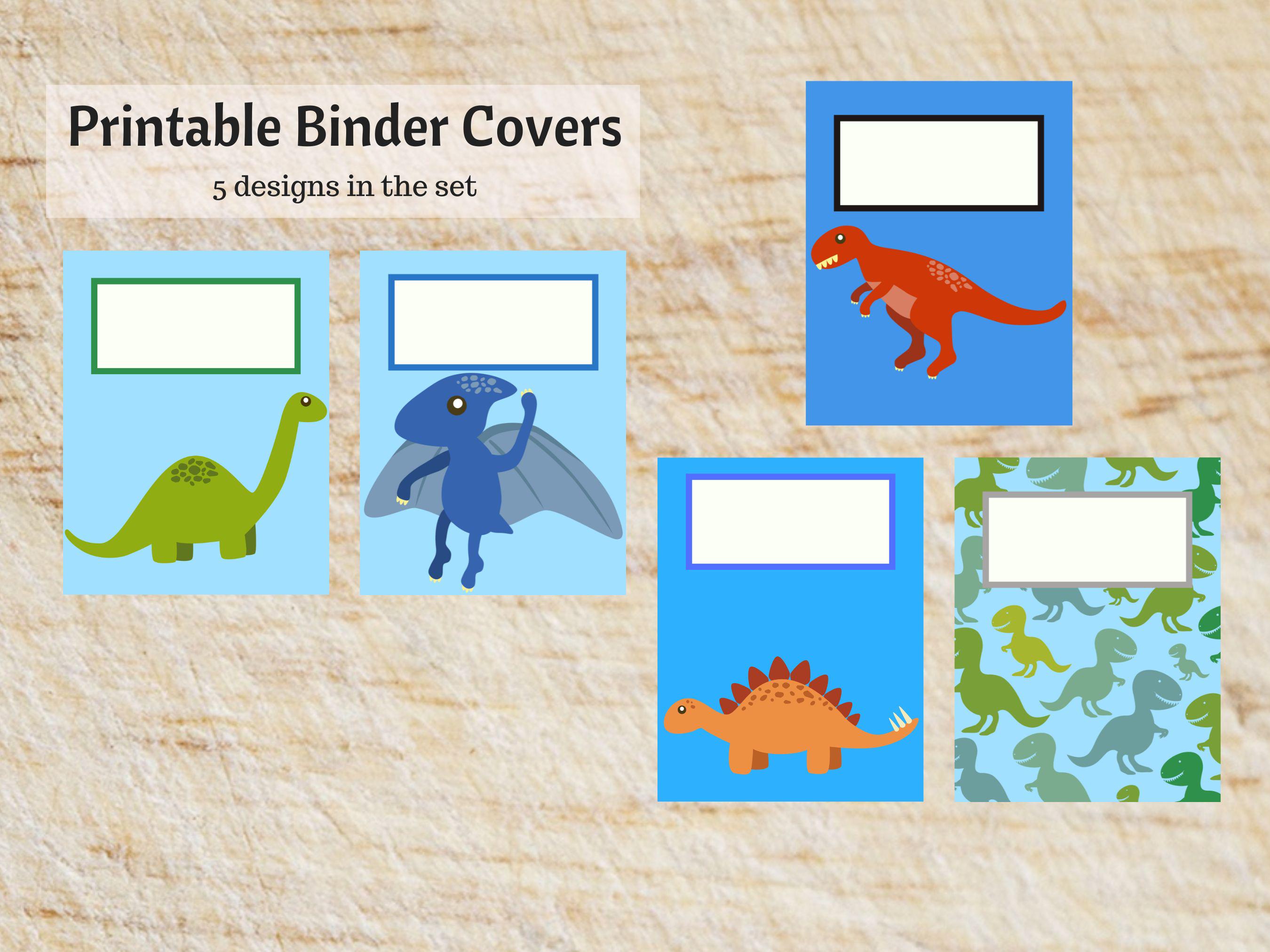 Dinosaur Printable Binder Covers for School Editable Home Office Binder ...