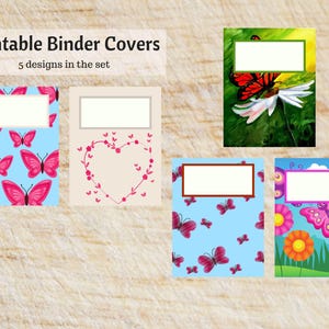 Butterfly Printable Binder Covers for School Editable Home Office ...