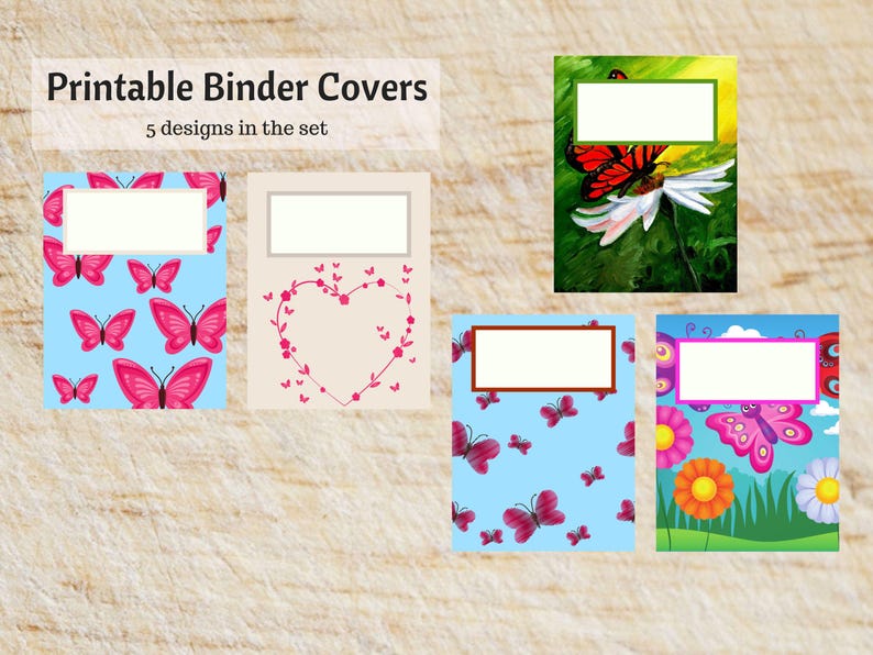 Butterfly Printable Binder Covers for School Editable Home Office ...