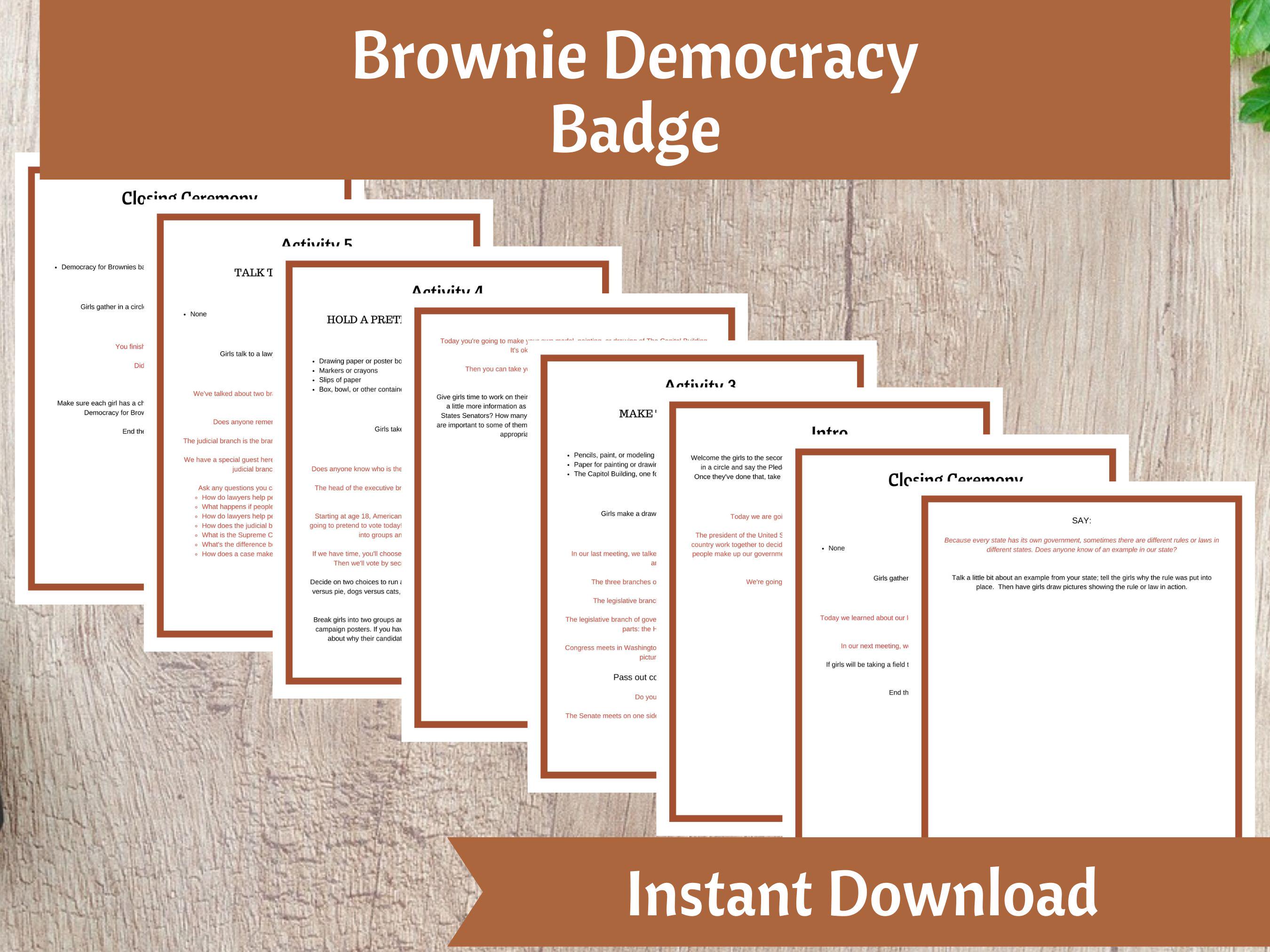 Brownie Democracy Badge Activity Kit | Girls Scout Troop Organizer ...