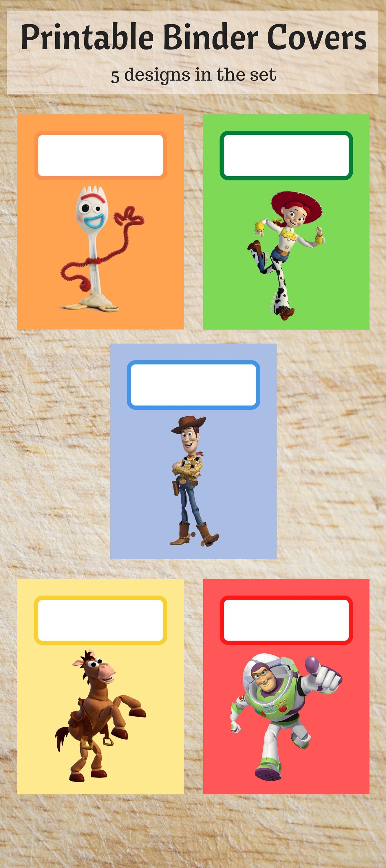Toy Story 4 Printable Binder Covers for School Editable Home Office ...