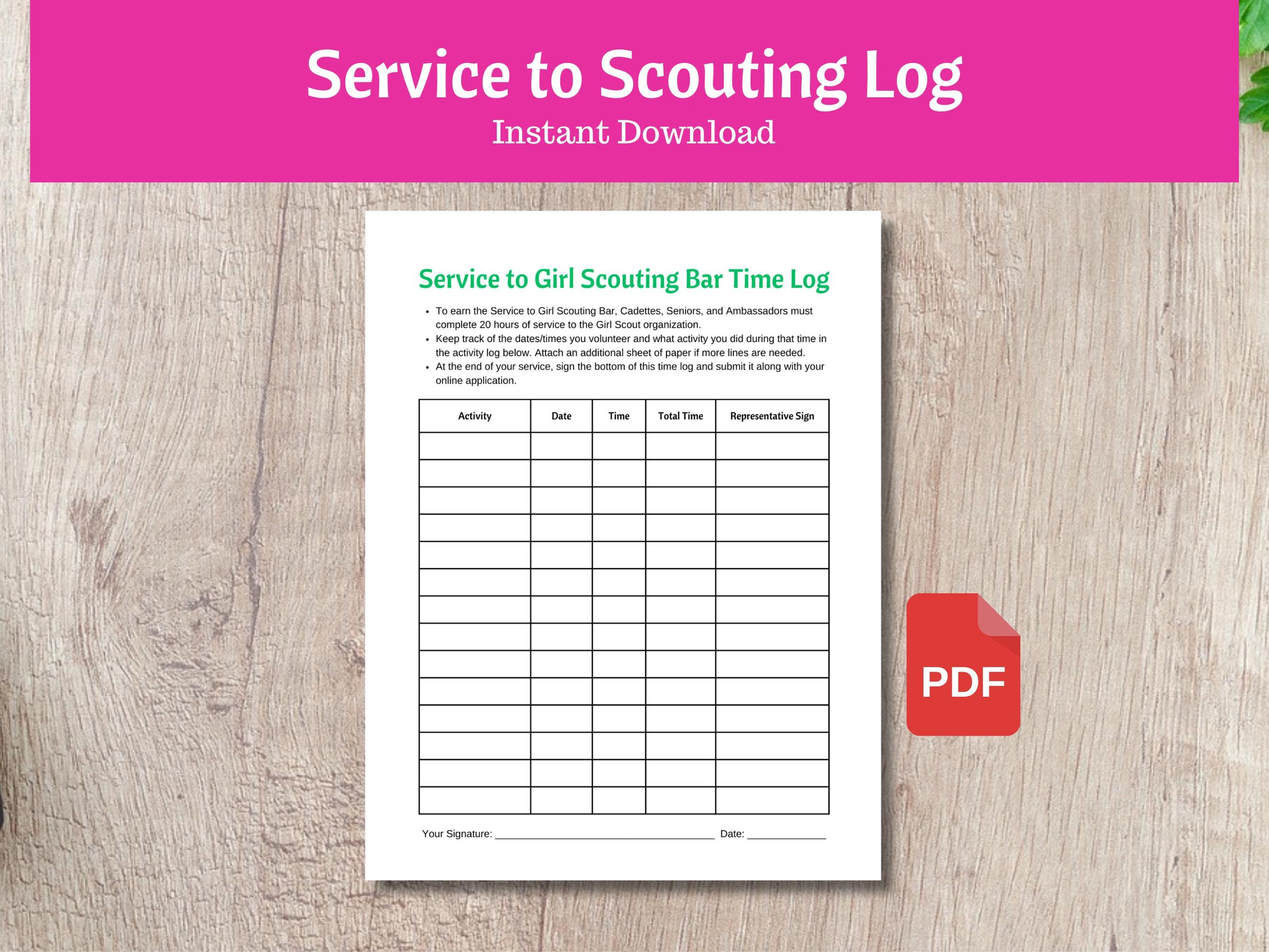 Service to Scouting Bar Log - Printable Instant Download - Etsy