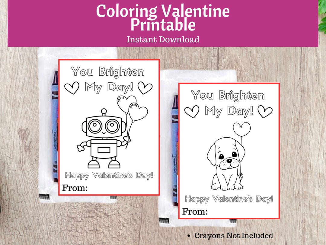 Printable Classroom Valentine's Day Cards for Kids | Coloring Valentine ...