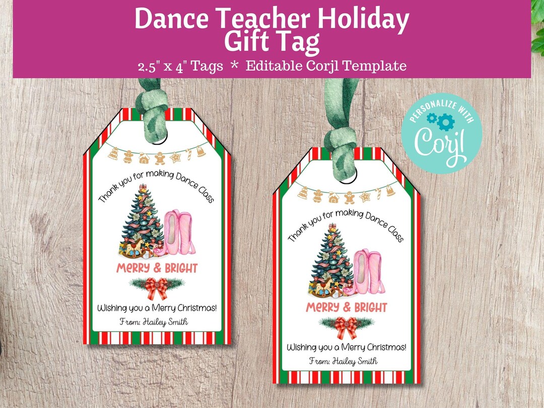 Dance Teacher Christmas Gift Tag Card for Ballet Teacher Holiday Dance ...