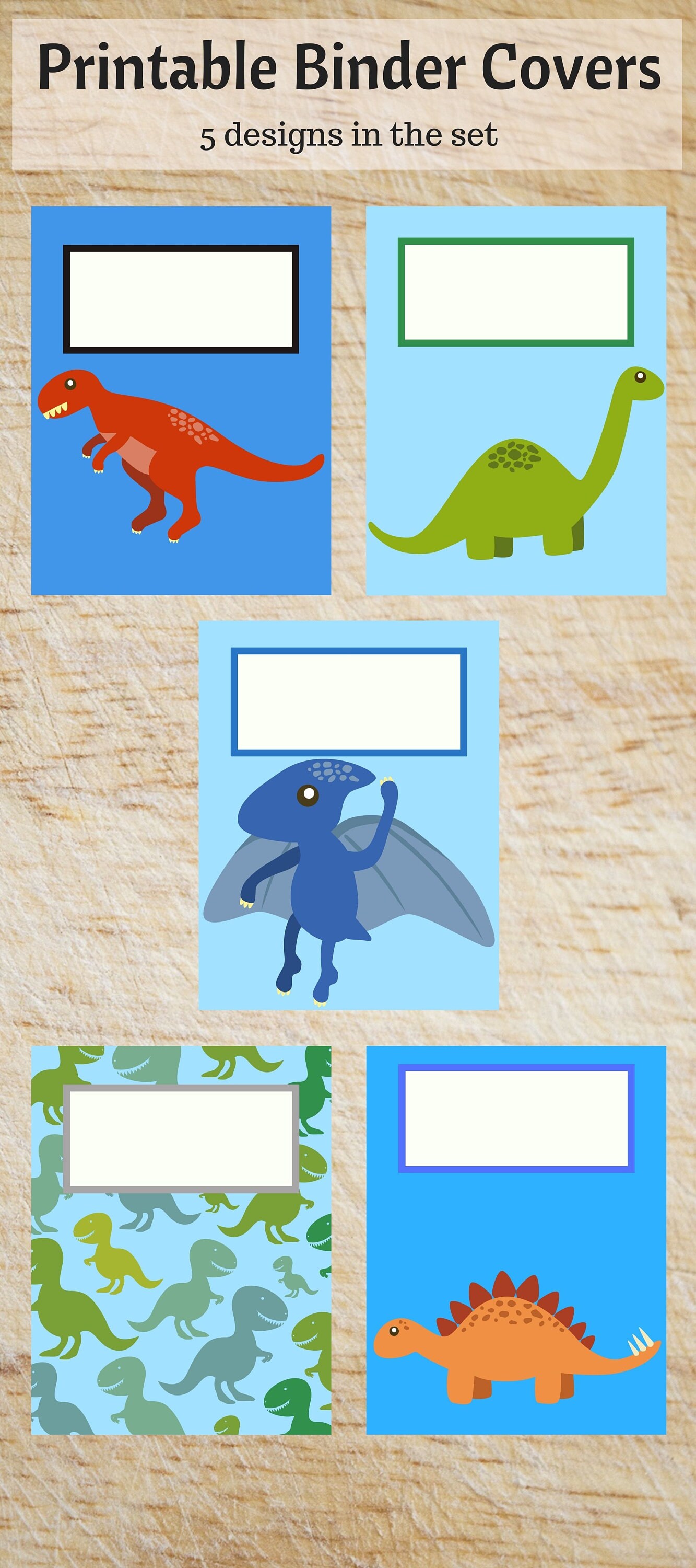 Dinosaur Printable Binder Covers for School Editable Home Office Binder ...