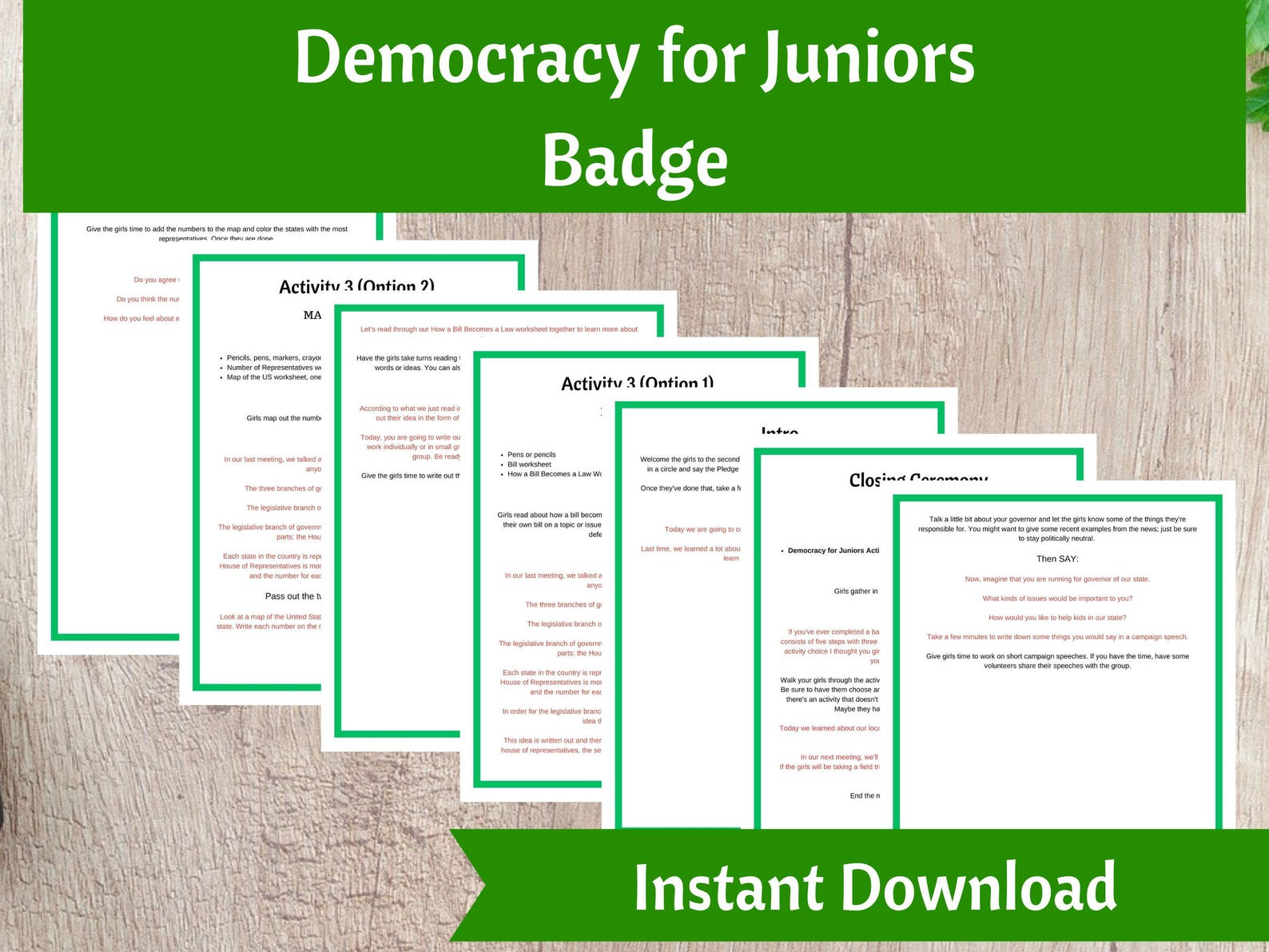 Democracy for Juniors Badge Activity Kit | Girls Scout Troop Organizer ...