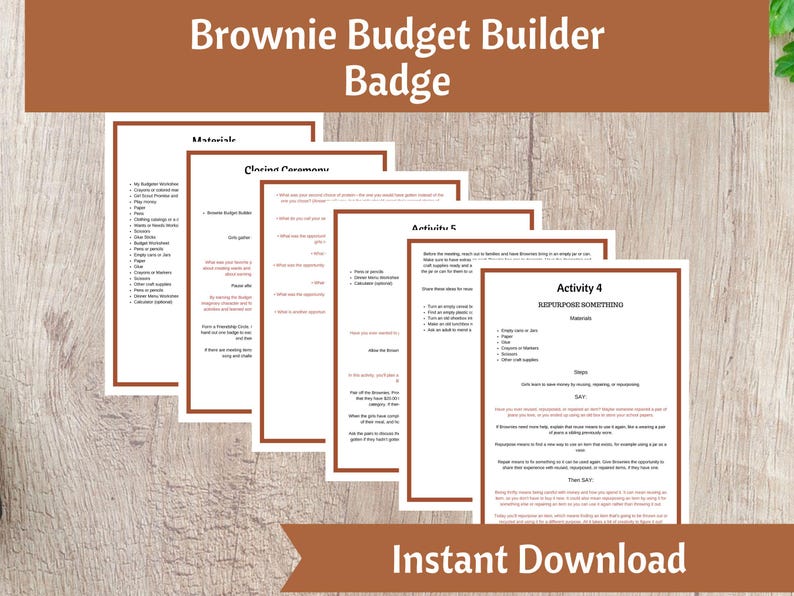 Brownie Budget Builder Badge Activity Kit | Girls Scout Troop Organizer ...