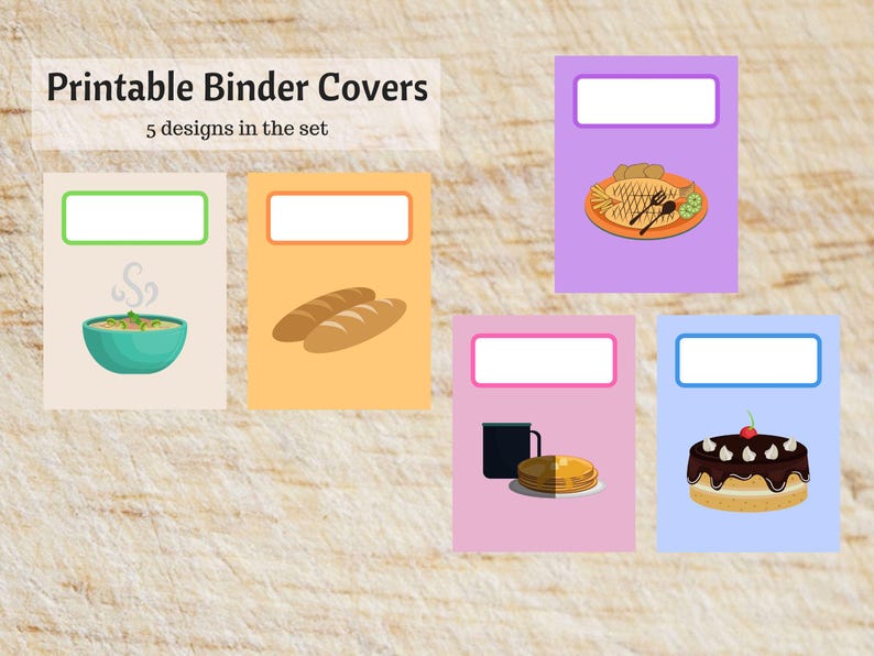 Cooking Printable Binder Covers for School Editable Home Office Binder ...