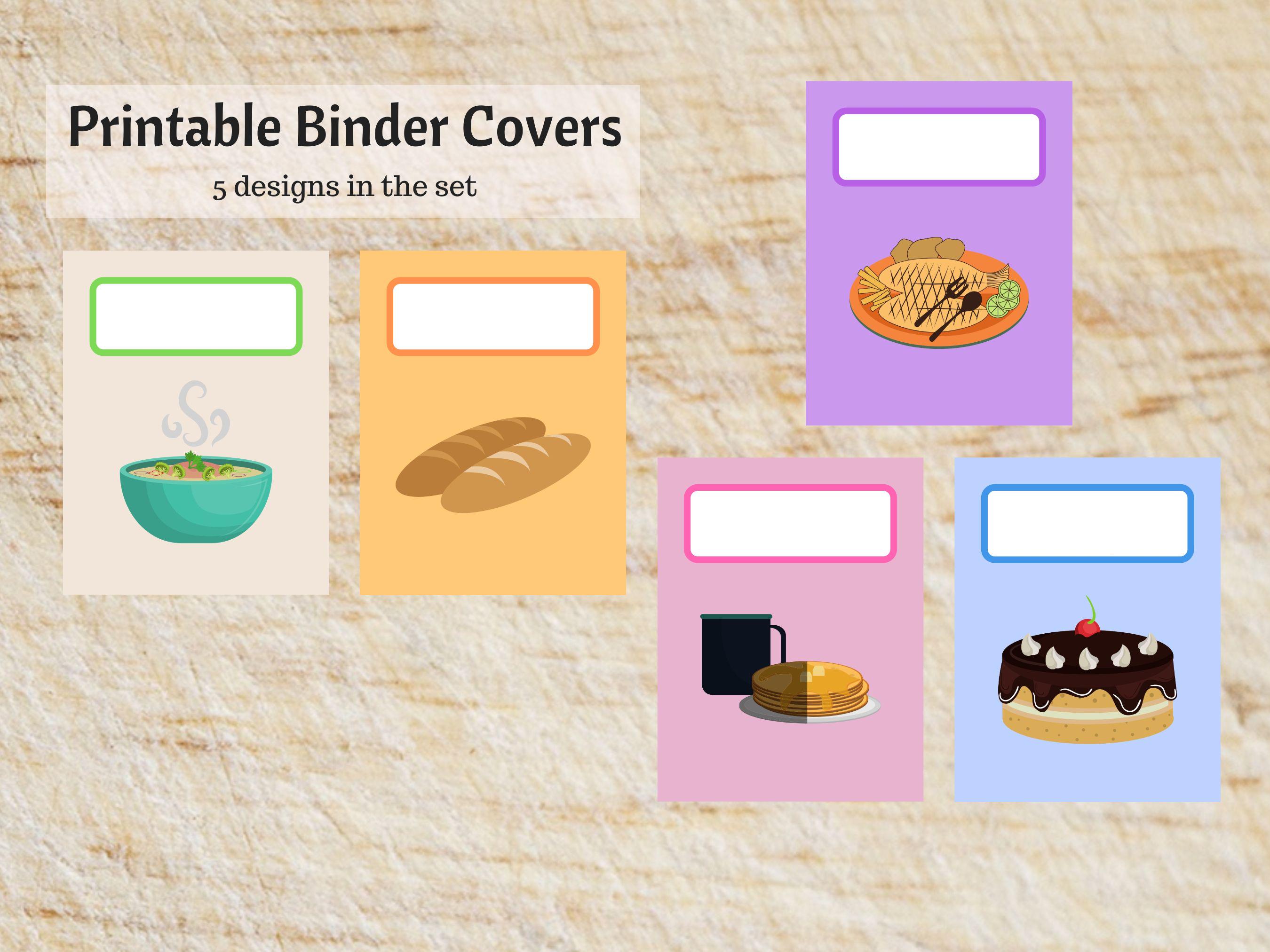 Cooking Printable Binder Covers for School Editable Home Office Binder ...