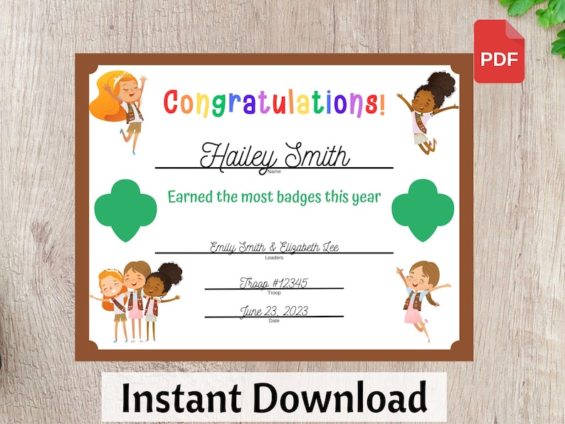 Brownie Scout Award Certificate, Bridging Ceremony Certificate Leader ...