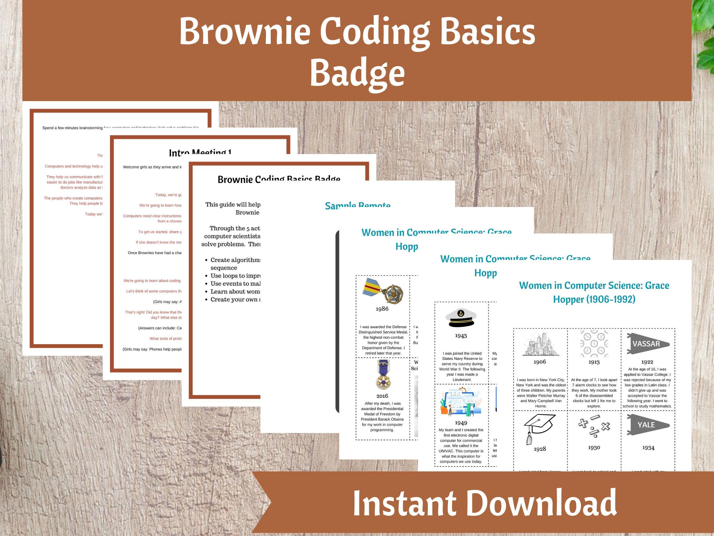 Brownie Coding Basics Badge Activity Kit | Girls Scout Troop Organizer ...