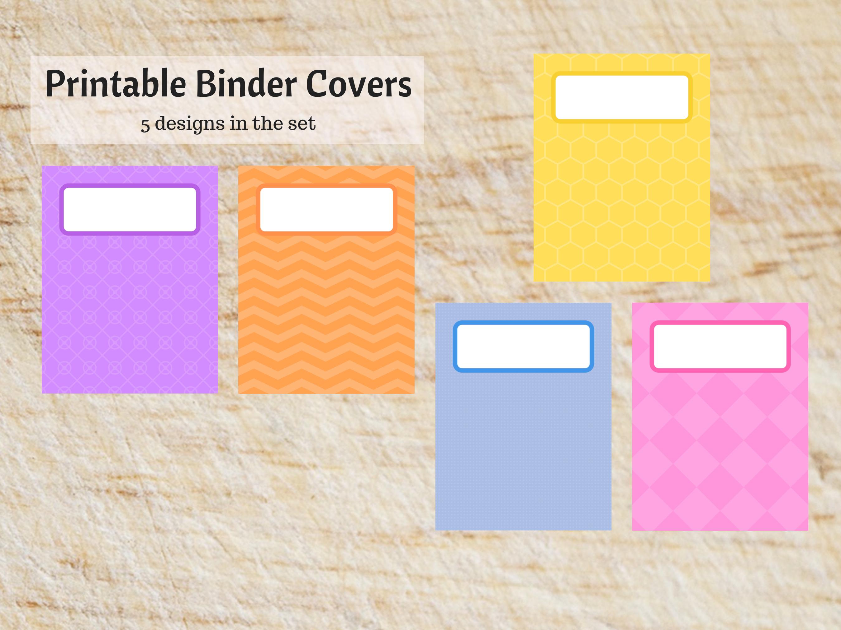 Pastel Patterns Printable Binder Covers for School Editable Home Office ...